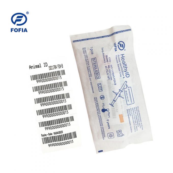 RFID Injectable Animal Temperature Sensor Chip In 2.12*12mm Glasstag
