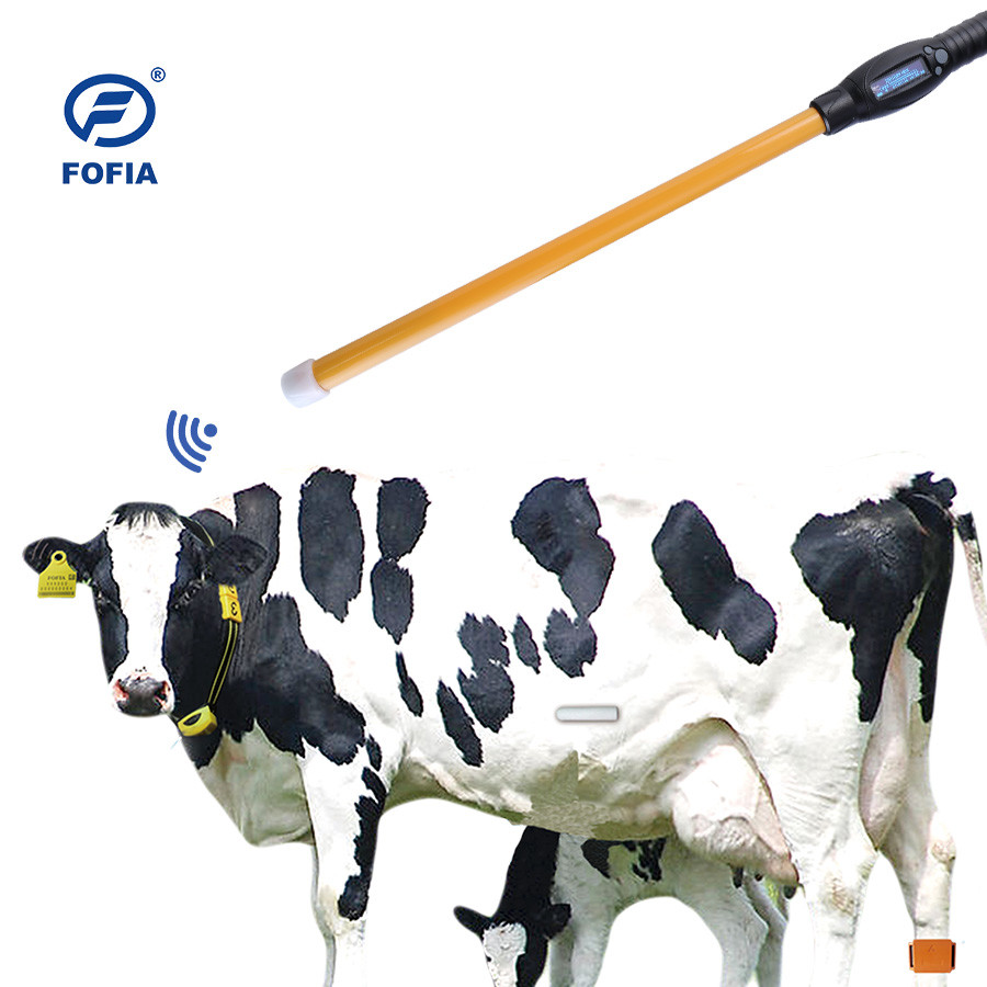 Animal Cattle Sheep Tag RFID Stick Reader Long Antenna Use Yellow Black ...