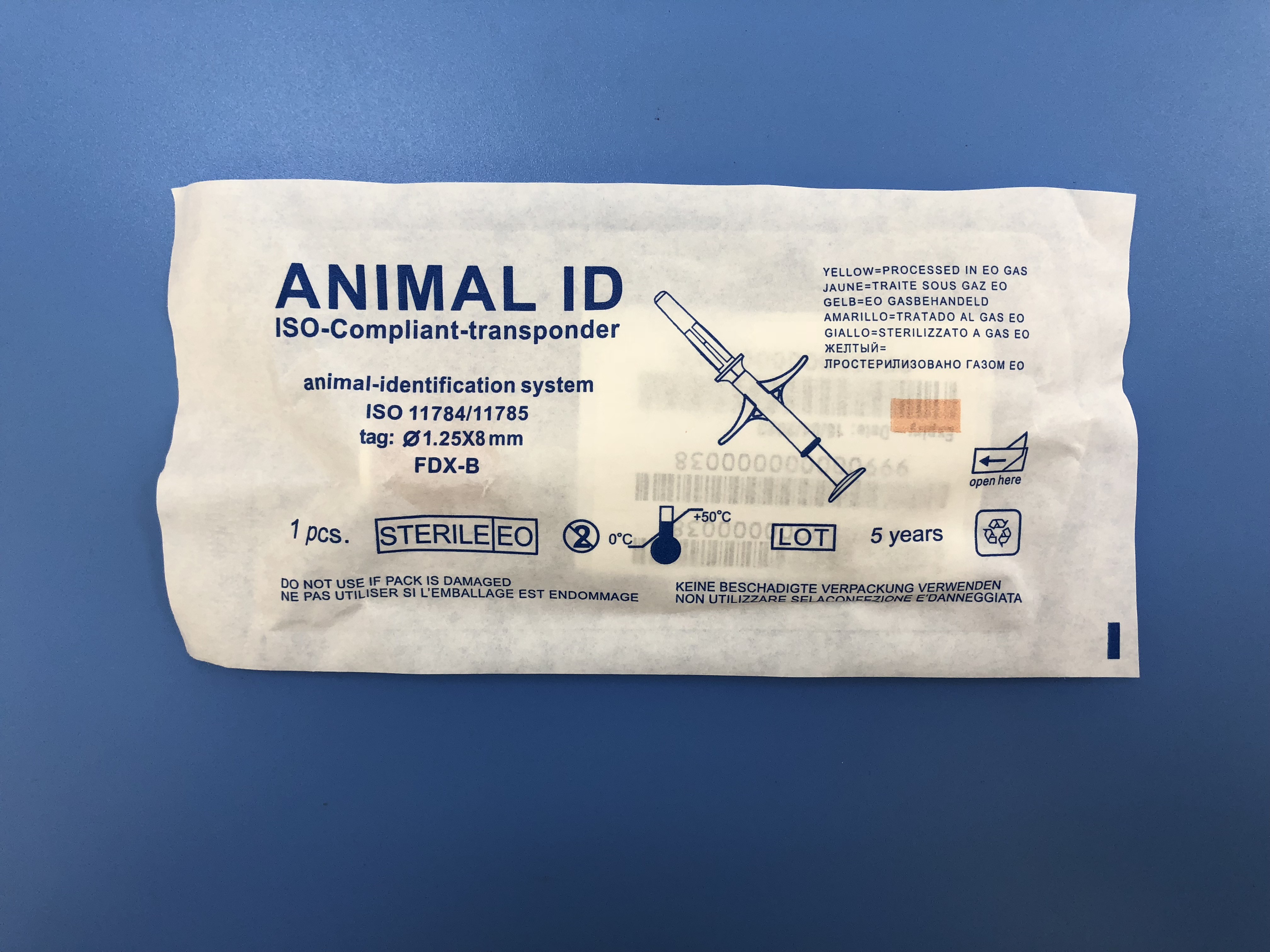 108mm ISO Transponder Microchip Syringe IP67 With EO Gas Sterilization