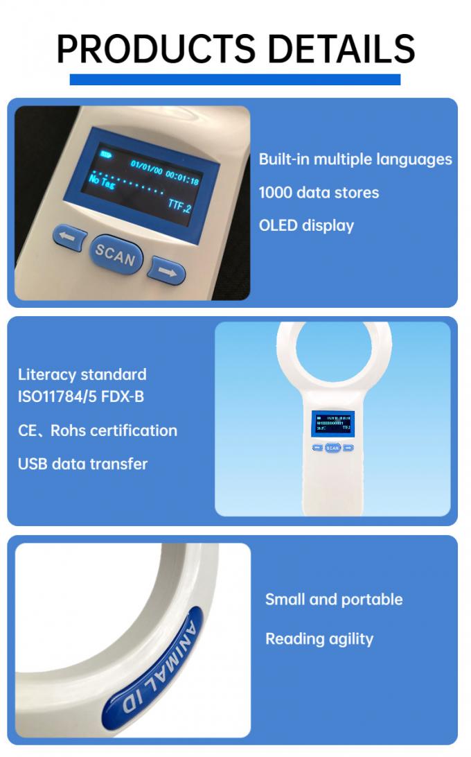 Animal RFID Microchip Scanner Ear Tag Reader 3AA Battery Microchip ...